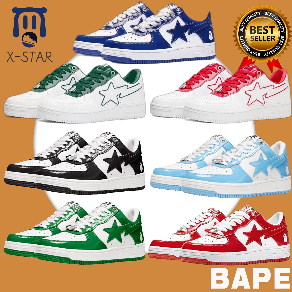Bape Sta Ape-Man Head Oem Quality Low Cut Patent Leather Sneakers Men ...