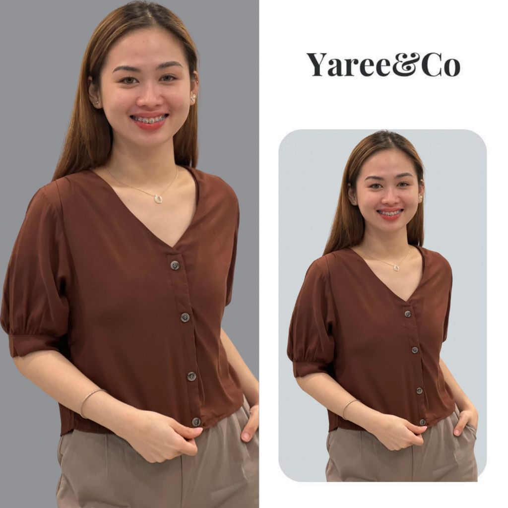 Yaree.Co Giana Loose Sleeves Challis Button down High Quality Top for ...