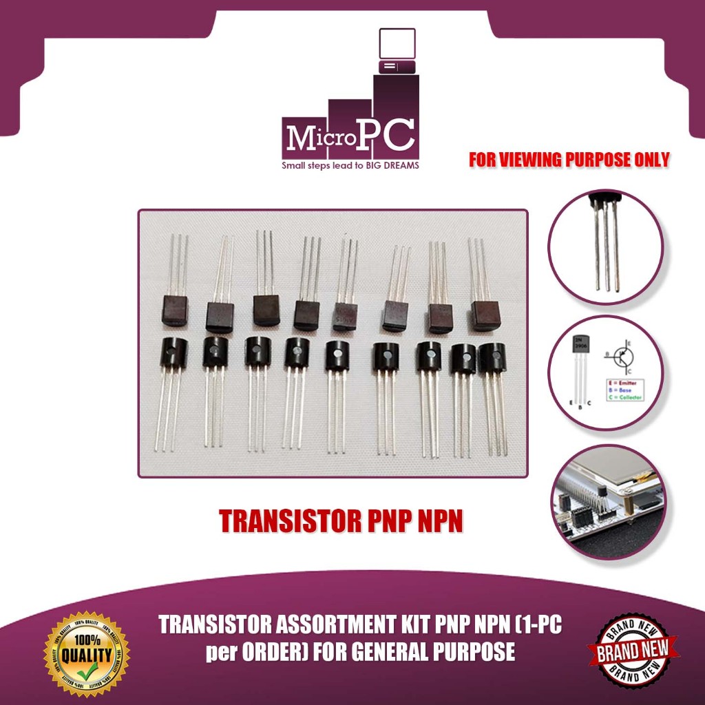 MICRO PC TRANSISTOR ASSORTMENT KIT PNP NPN (1-PC per ORDER) FOR GENERAL ...