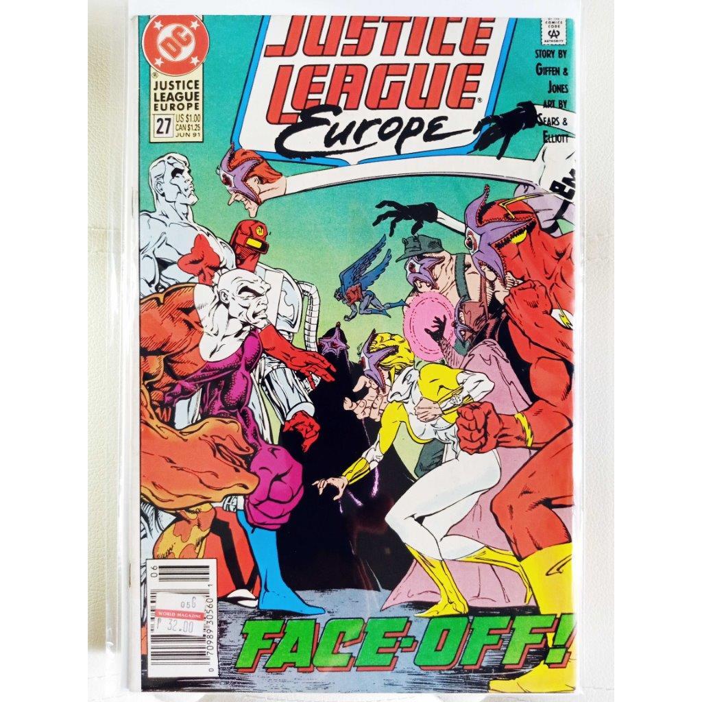 Justice League Europe 27 DC Comic Book FN 1991 sticker on cover, print ...