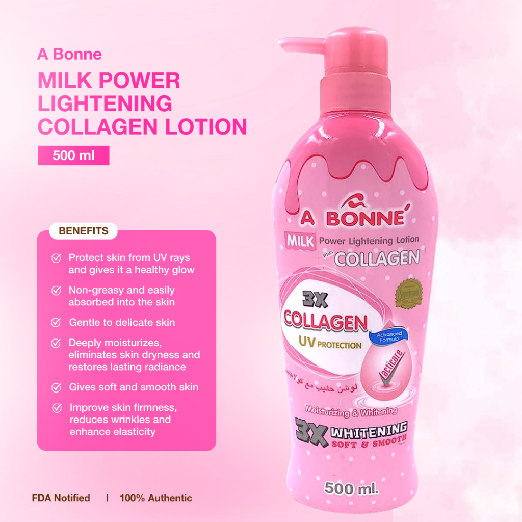 A BONNE LOTION WHITENING ORIGINAL 500ML MILK POWER LIGHTENING (PINK ...