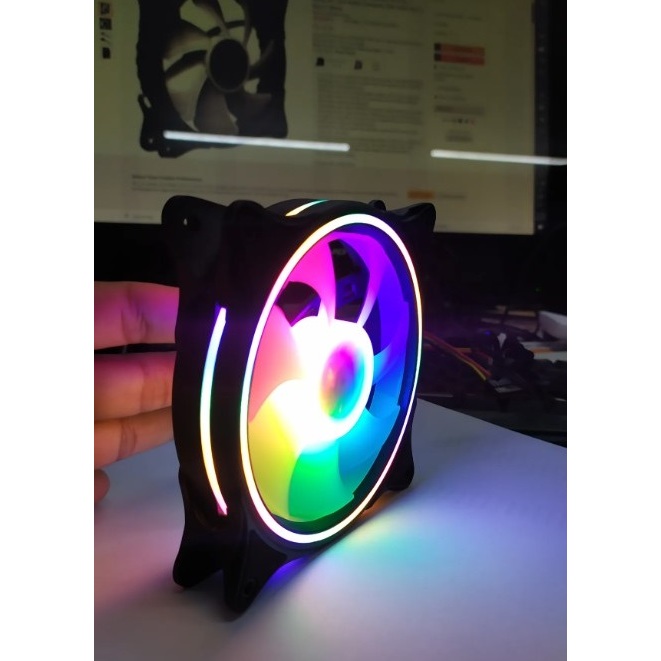 120MM Halo LED AURA Steady RGB Molex 3pin Quiet Suit Cooling Fan for ...