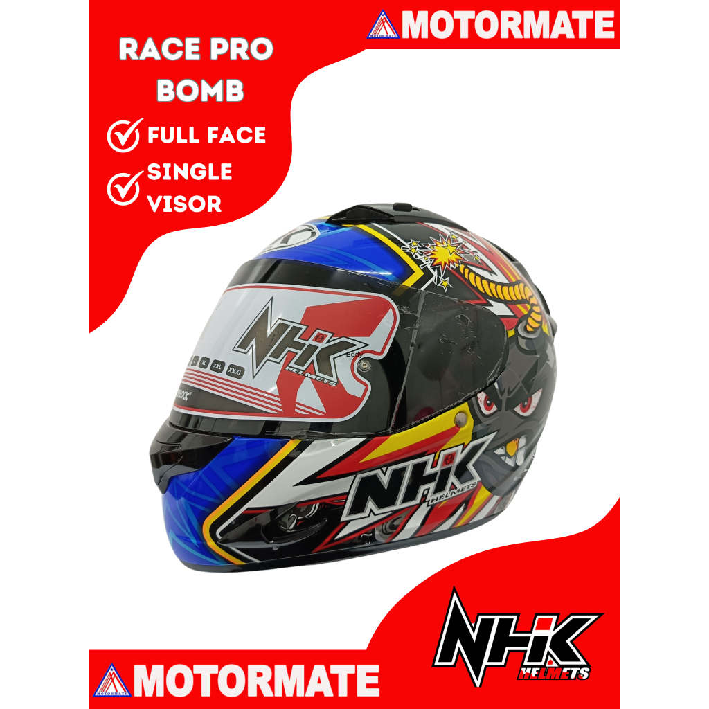 NHK FULL FACE HELMET RACE PRO BOMB | Shopee Philippines