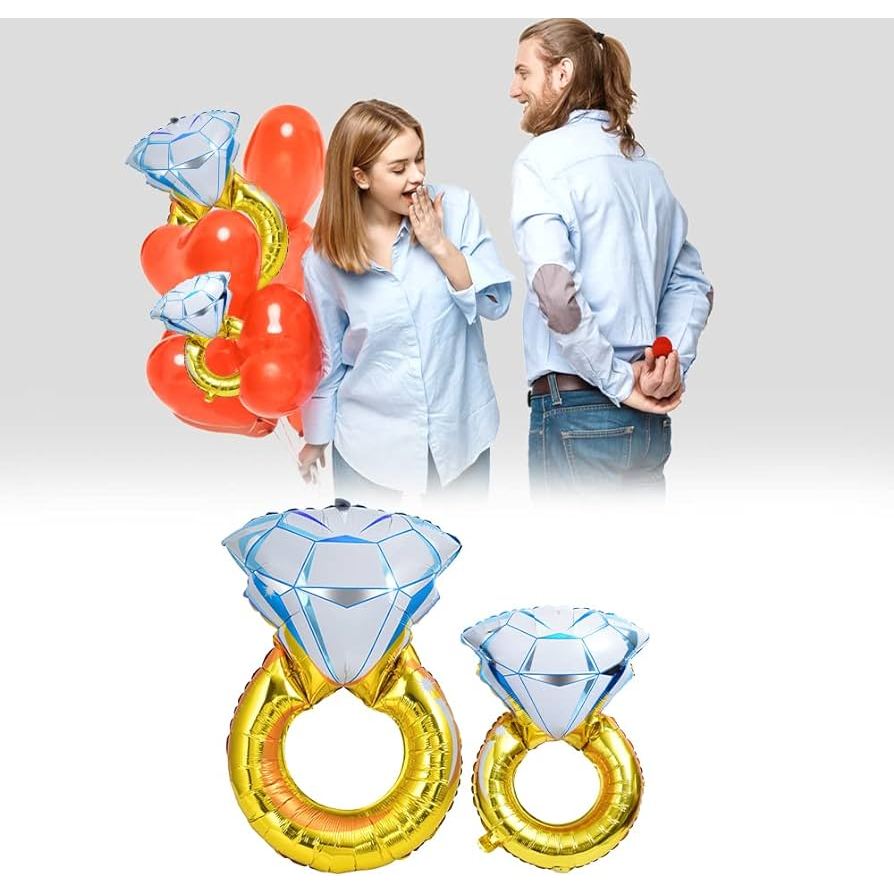 PT168 Small Large Size Pink Gold Diamond Ring Foil Balloons Bridal ...