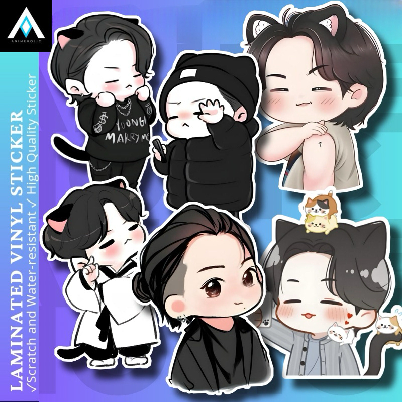 K-POP SUGA CUTE CHIBI LAMINATED VINYL STICKERS ~ ANIMEHOLIC | Shopee ...