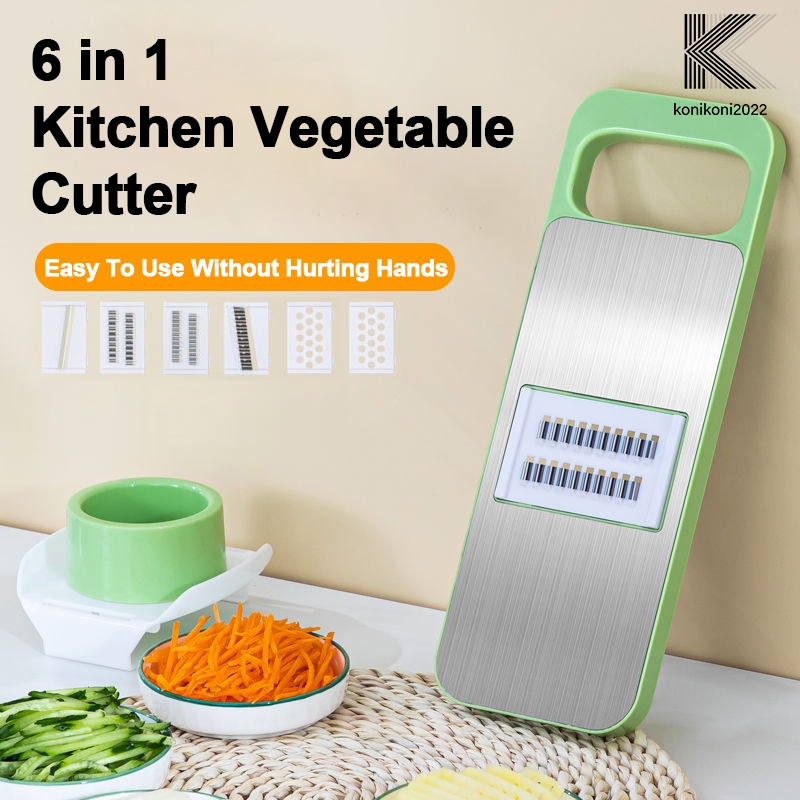 6 In 1 Vegetable Chopper Stainless Kitchen Wares Multifunction Slicer Garlic Crusher Blade ...