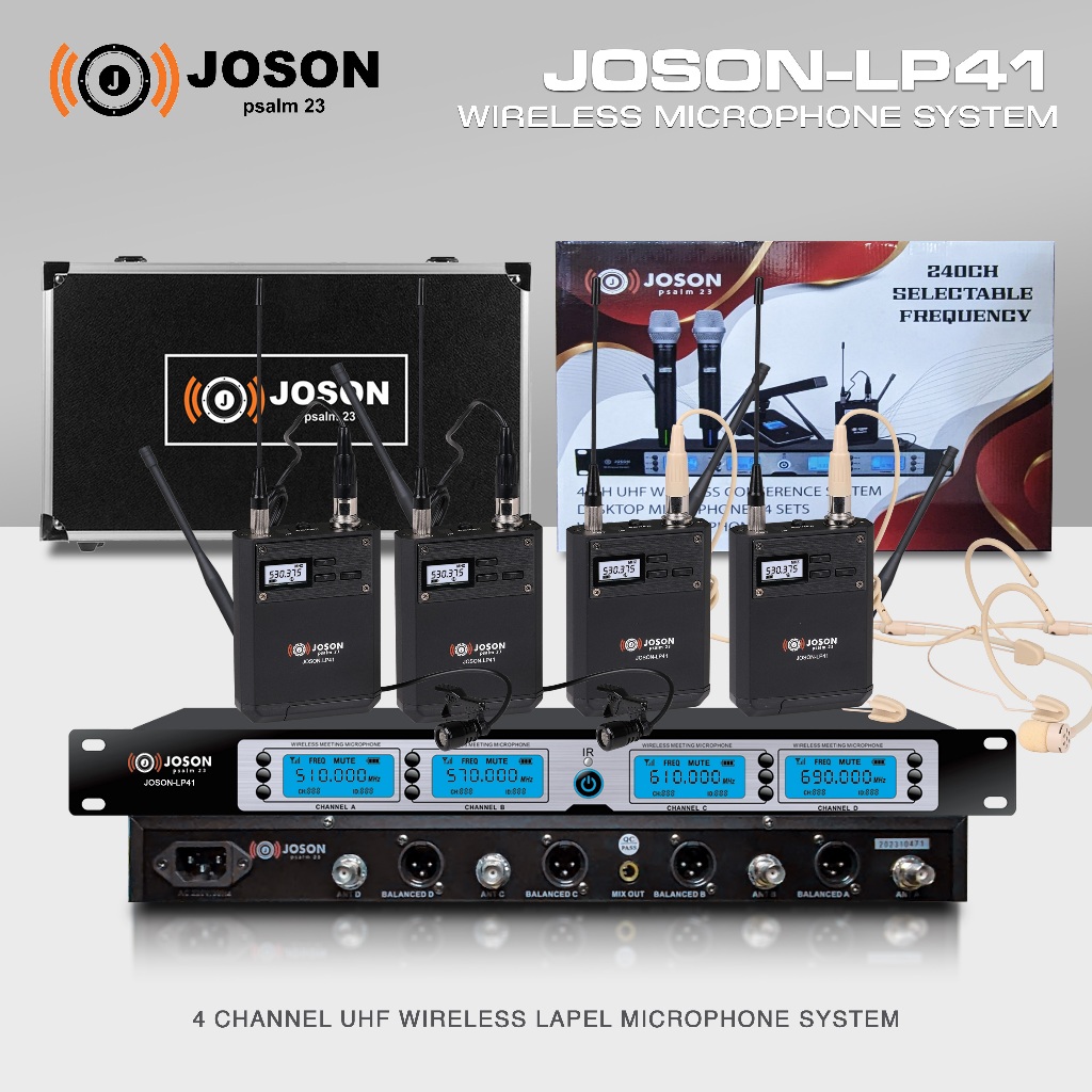 Joson LP41 4CH Wireless Lapel Microphone System | Shopee Philippines