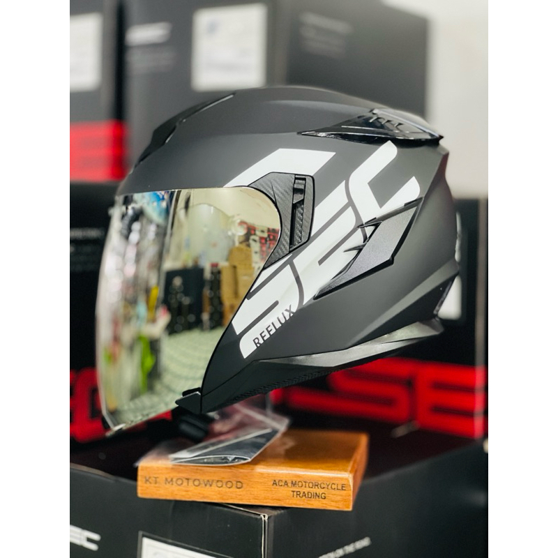 SEC REFLUX Half-face Dual Visor Helmet + Free Clear Visor & Spoiler ...