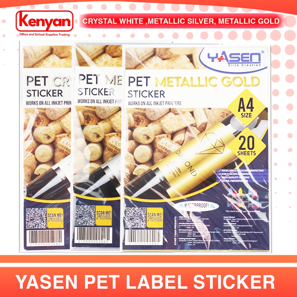 Yasen PET Vinyl Label Sticker A4 Size 180gsm High Quality Coating ...