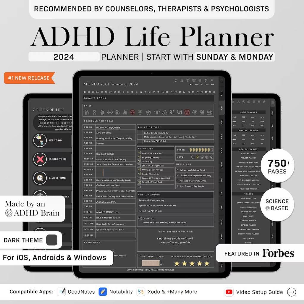 2025 ADHD Digital Planner (made by an ADHDer) for iPad, Goodnotes ...