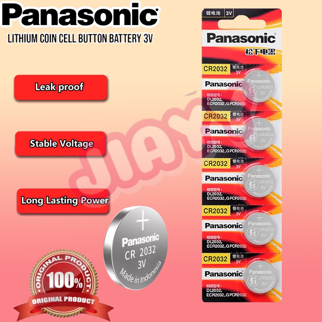 Panasonic CR2032 ECR2032 2032 Lithium Coin Cell Button Battery 3V | Shopee Philippines