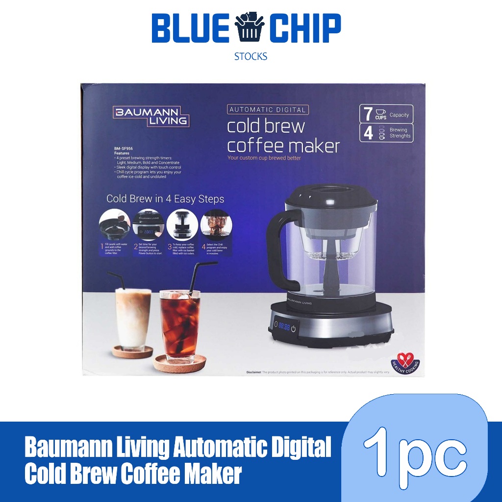 BlueChipsStocks Baumann Living Automatic Digital Cold Brew Coffee Maker ...