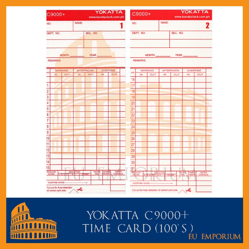Yokatta C9000+ Standard Time Card Bundy Clock Attendance Recorder DTR ...