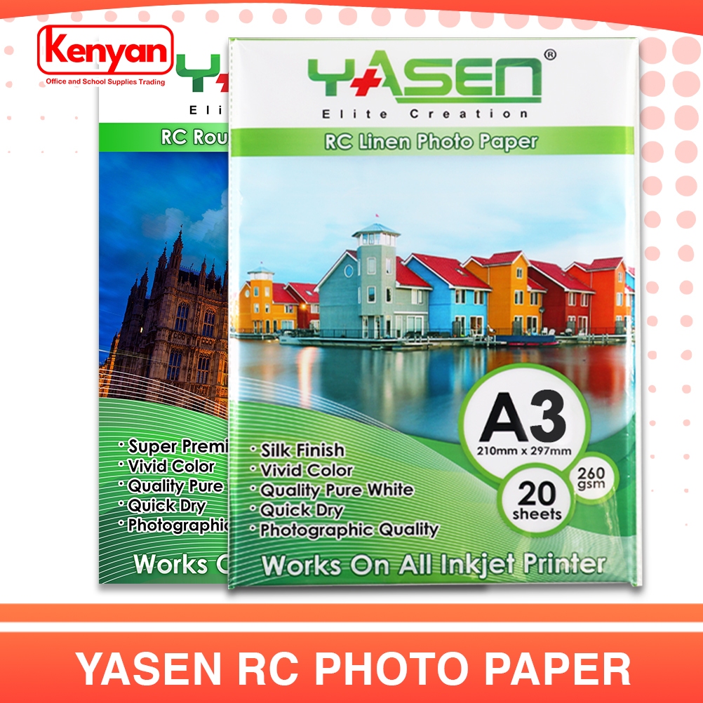 RC Photo Paper A3 Size 260gsm (20 Sheets per pack) Yasen Brand | Shopee ...