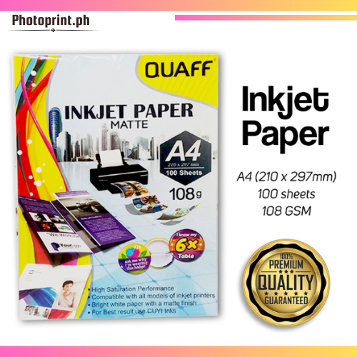 QUAFF Inkjet Paper 108Gsm A4 Matte for Flyers & Photo Insert Button ...
