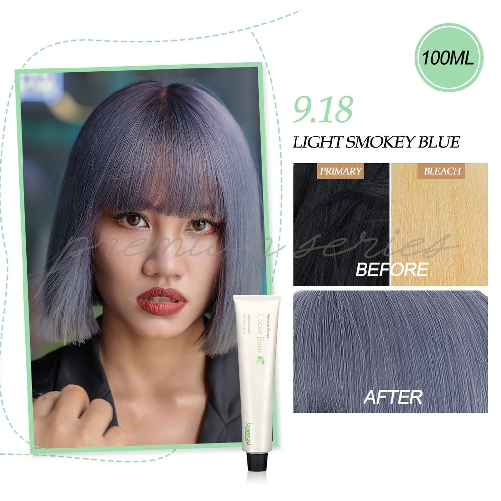 Set bremod premium hair color LIGHT SMOKEY BLUE with oxidizer | Shopee ...