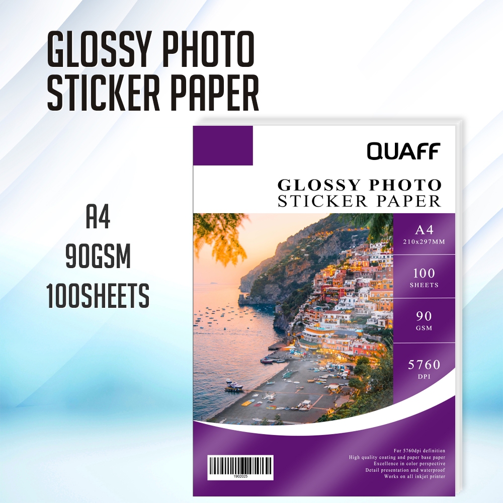 90gsm/135gsm QUAFF A4 Size Photo Sticker Glossy Sticker Paper | Shopee ...