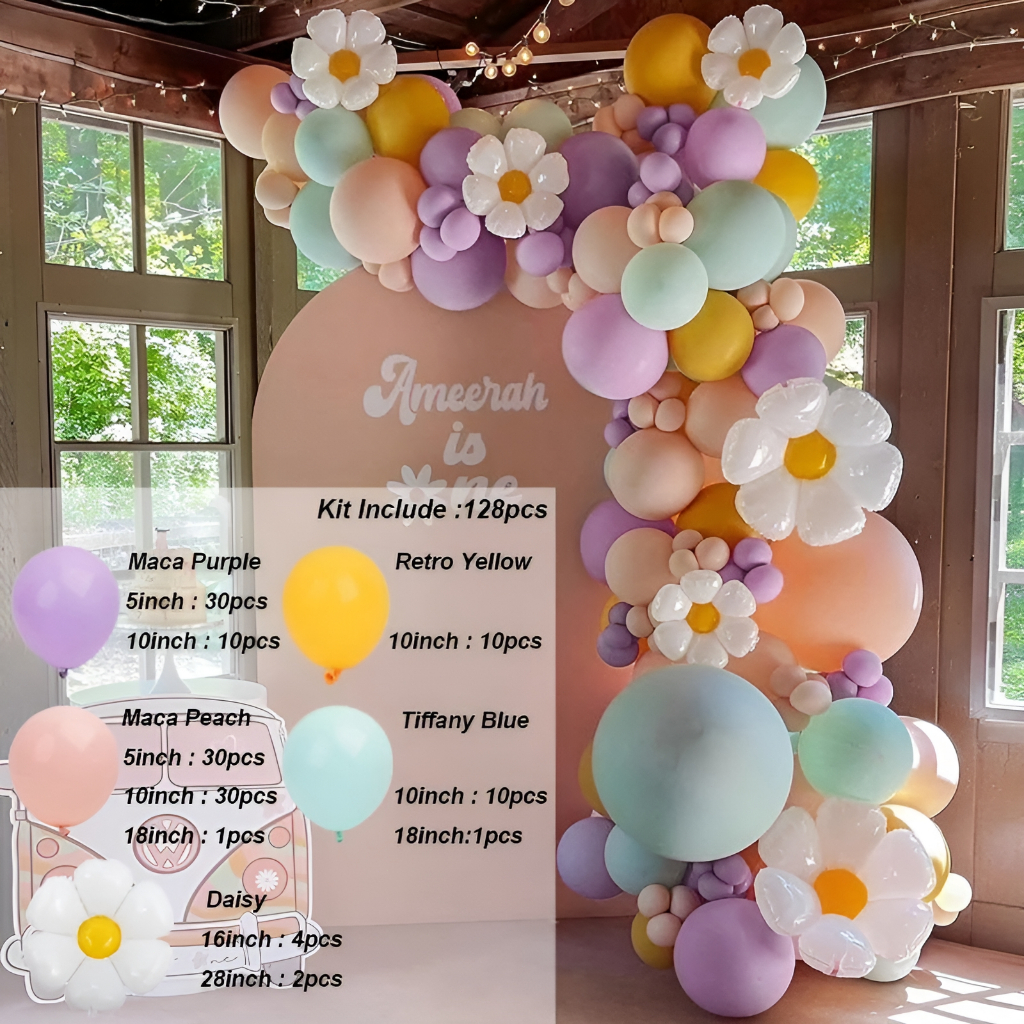 Pastel Balloons Arch Kit Daisy Flower Balloon Garland Kid Birthday ...