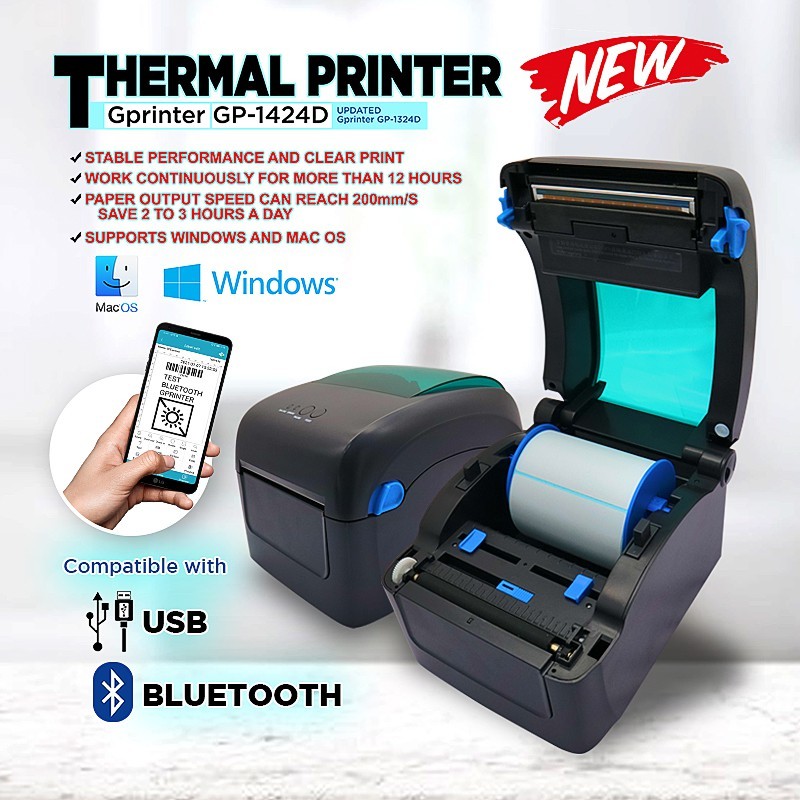 Gprinter Thermal Barcode Printer with A6 Sticker & Bluetooth-Unit Only ...