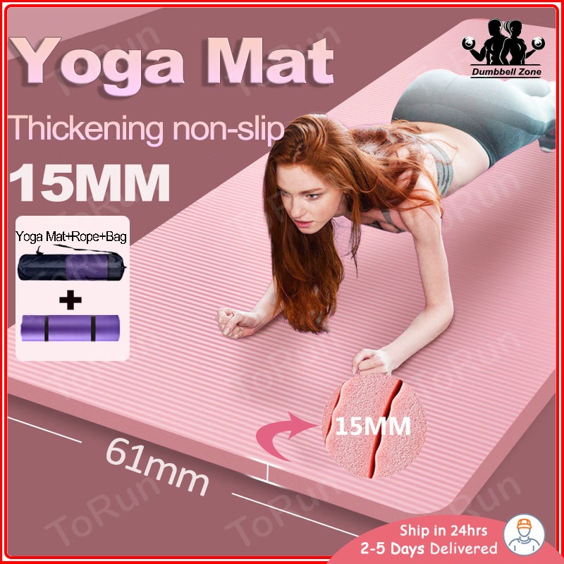 (15mm Yoga Mat) Thick Anti Slip Yoga Mat Training Mat Exercise Mat Gym ...