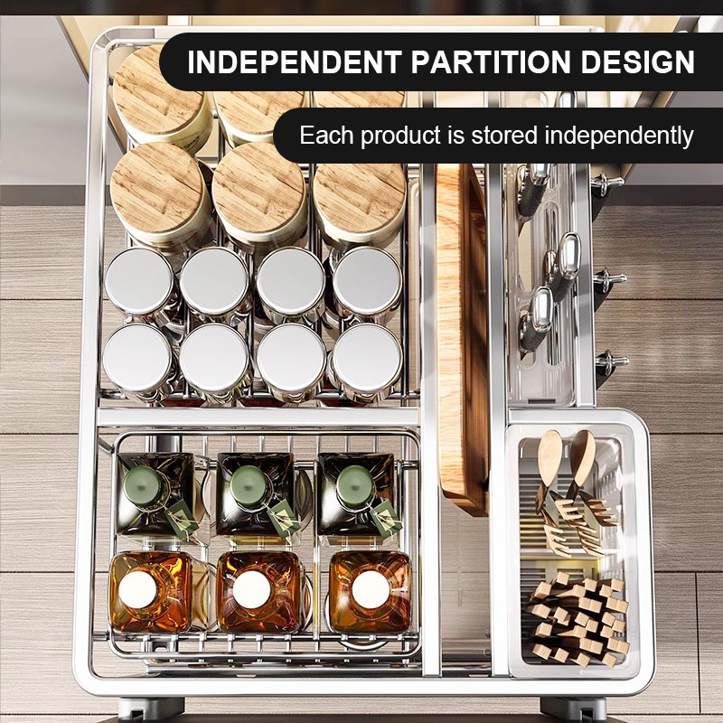 JOTO Kitchen Pull Out Rack Pull Out Condiment Organizer Basket Kitchen ...