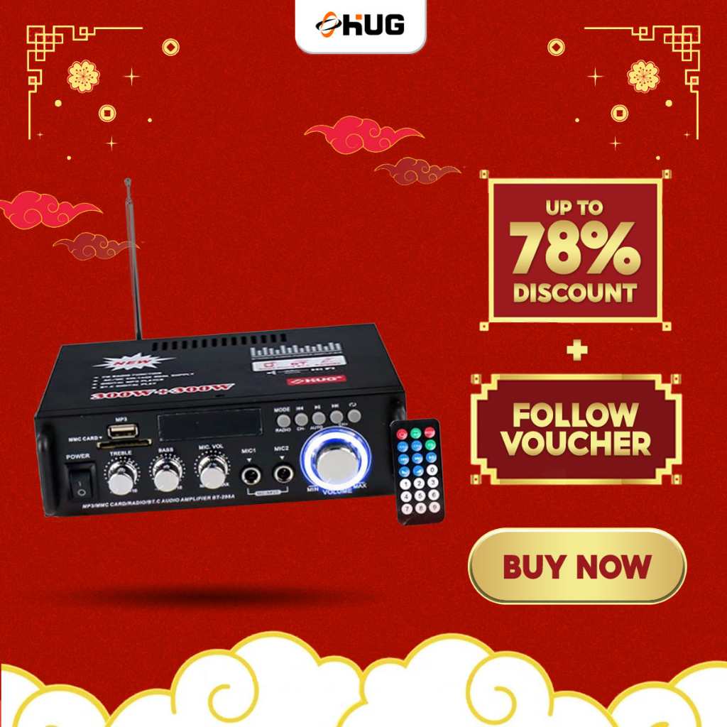 Hug 300W+300W Digital Hifi Bluetooth Stereo Audio Amplifier Fm Radio ...