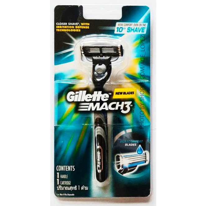Gillette Mach 3 Handle with Duracomfort Blade Black Silver Handle ...