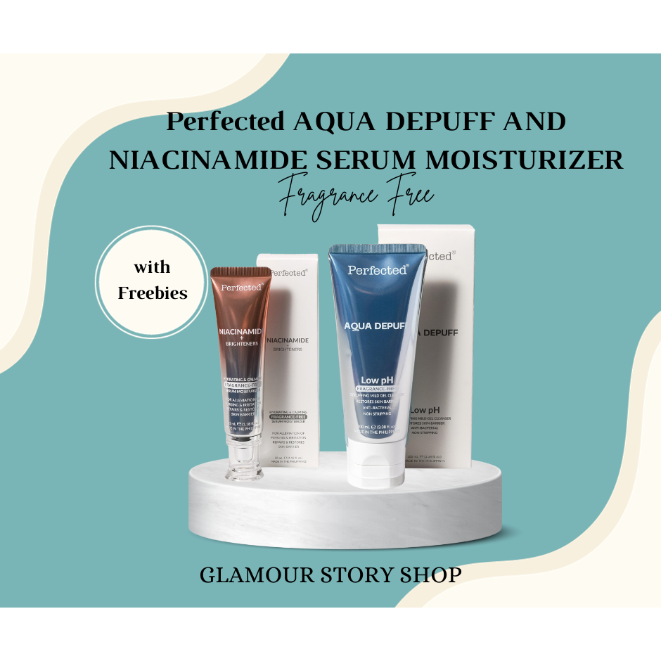 Combo Perfected Aqua Depuff Mild Gel Cleanser and Niacinamide Serum ...