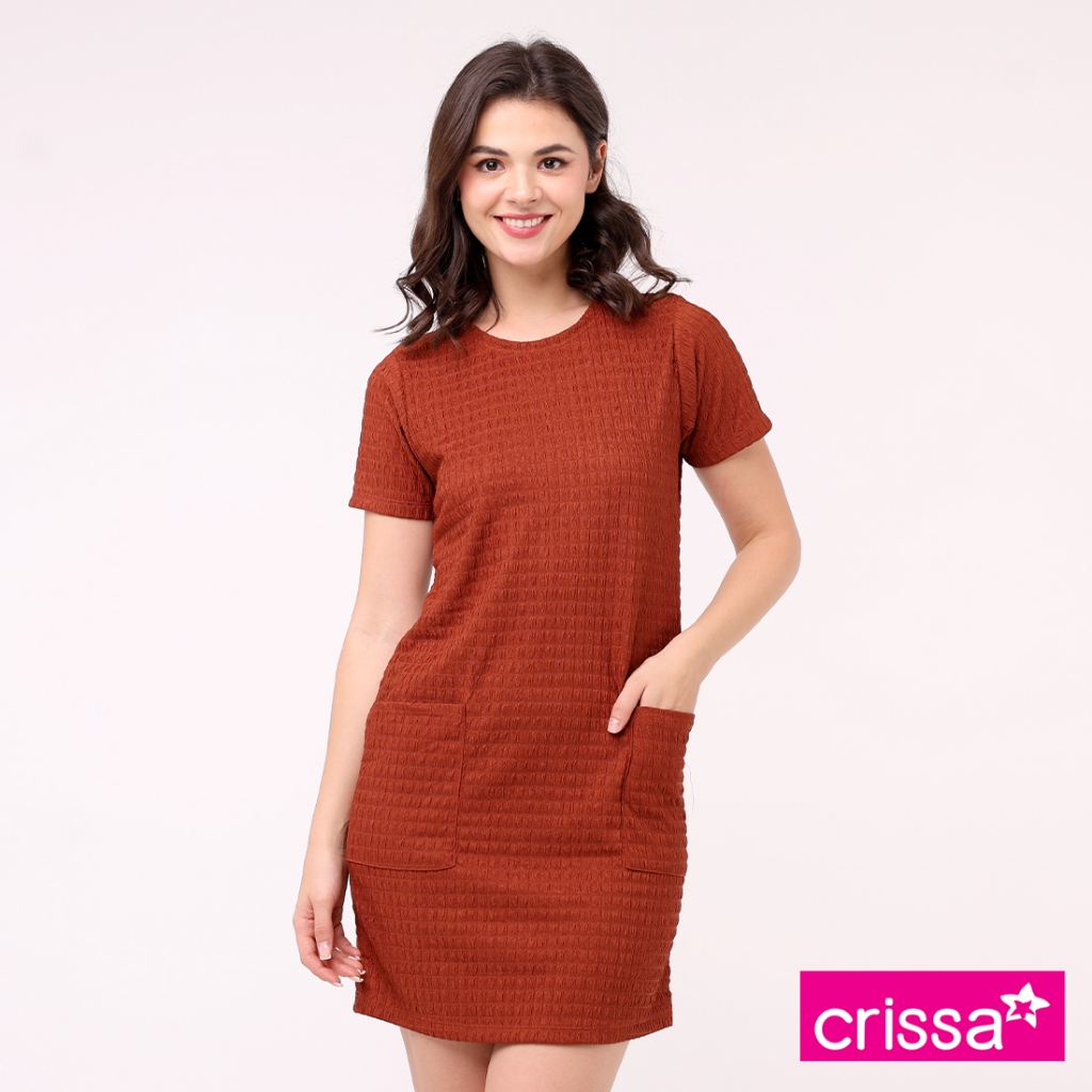 Crissa Bubble Brix Knits Short Sleeves Dress CSDT16-0049 | Shopee ...