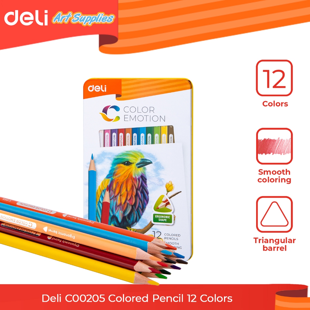 Deli C00205 Colored Pencil 12 Colors | Shopee Philippines
