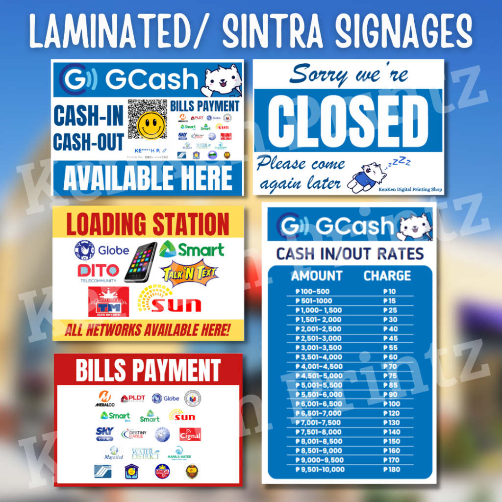 GCASH BILLS PAYMENT LAMINATED OR SINTRA BOARD SIGNAGE | Shopee Philippines