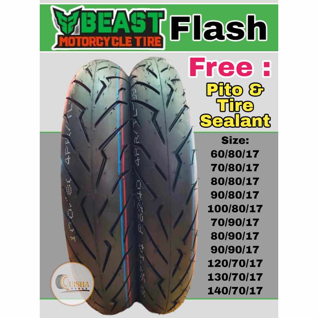 BEAST FLASH TUBELESS TIRE SIZE 17," (FREE TIRE SEALANT AND PITO ...
