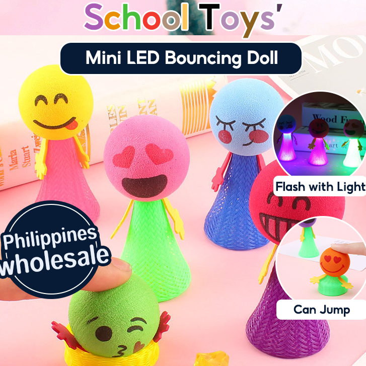 Mini LED Bouncing Doll Light Up Spring Toy for kids Cute funny ...