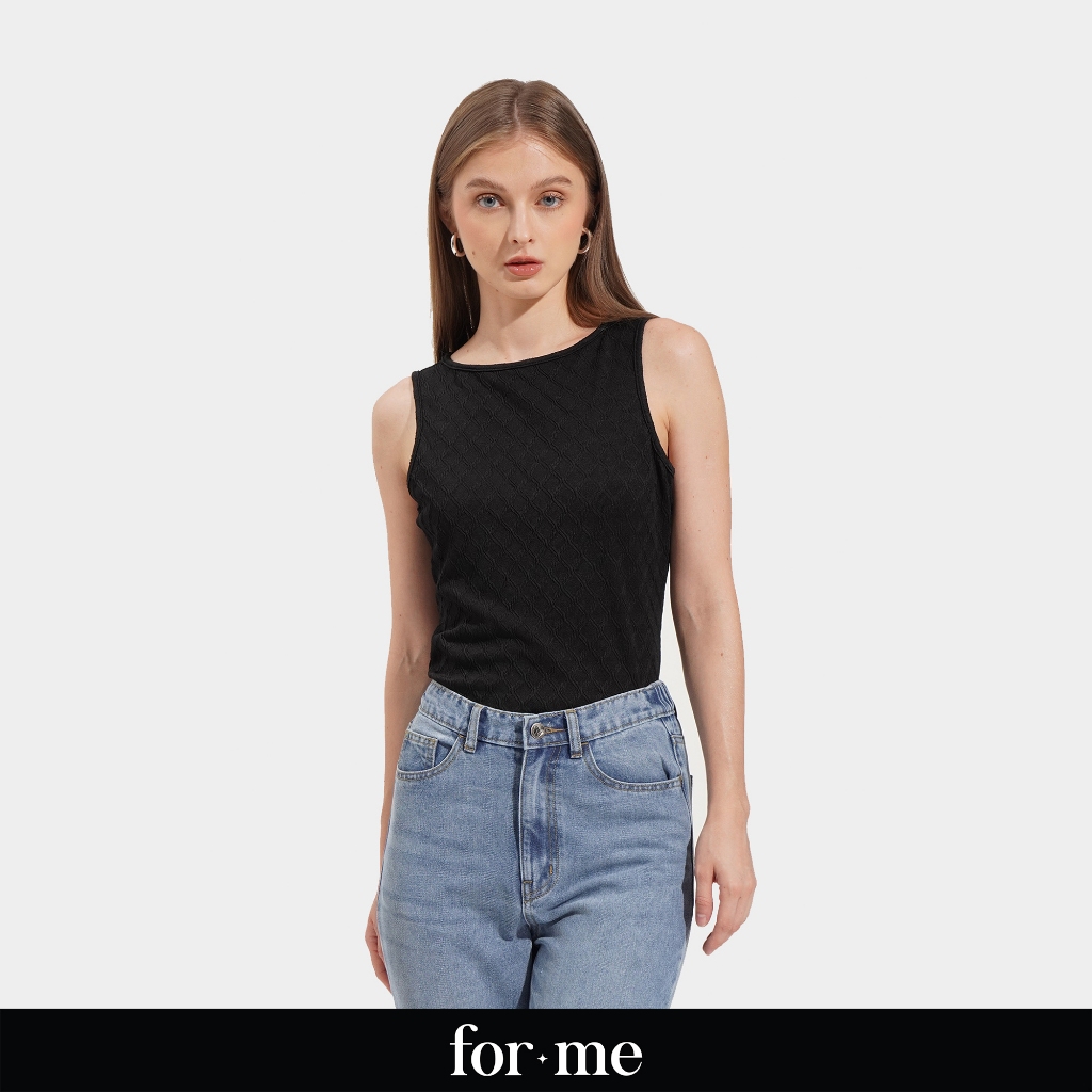 ForMe Jacquard Tank Top for Women (Black) | Shopee Philippines