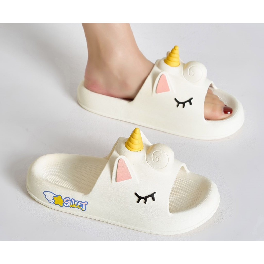 Korea Unicorn Cute Girl Princess home slippers sandals Parent-child ...