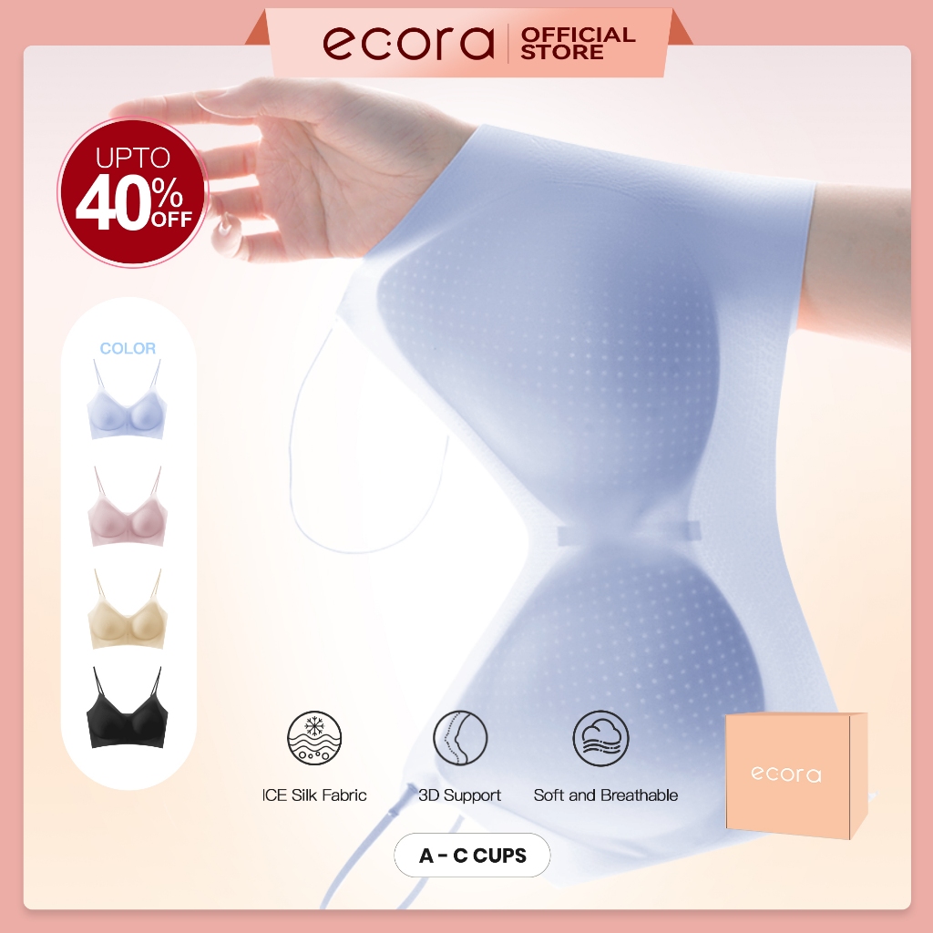 ecora | Barely There Seamless Silk Bra Wireless Push-up Bra, Ice Silk ...