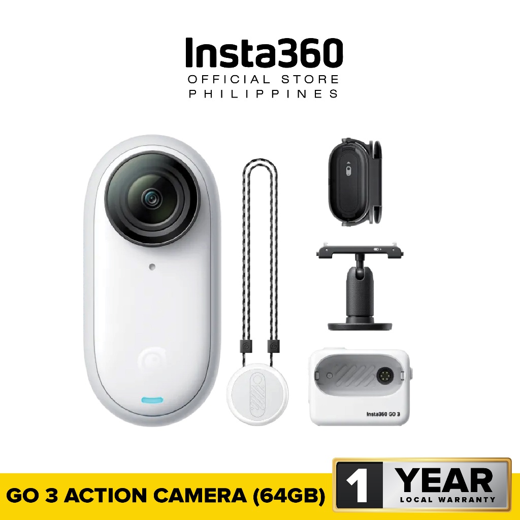 Insta360 GO 3 64GB (White) Tiny Waterproof Action Camera, 2.7K Video Hands-Free POV Capture ...