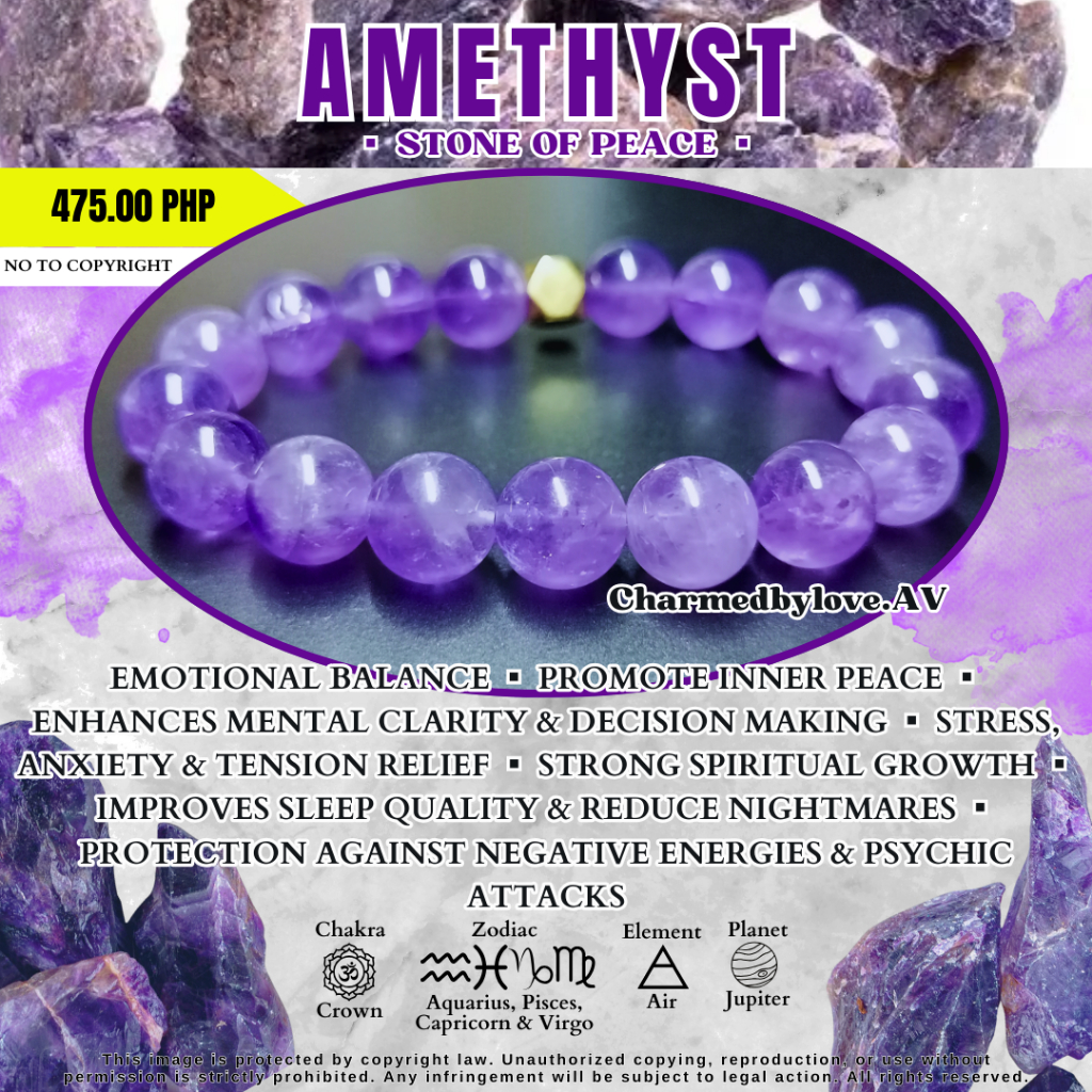 AMETHYST BRACELET (100% CHARMED GENUINE GEMSTONE) | Shopee Philippines