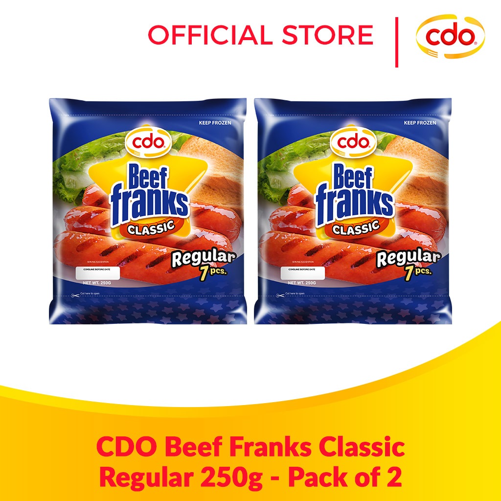 CDO Beef Franks Classic Regular 250g - Pack of 2 | Shopee Philippines