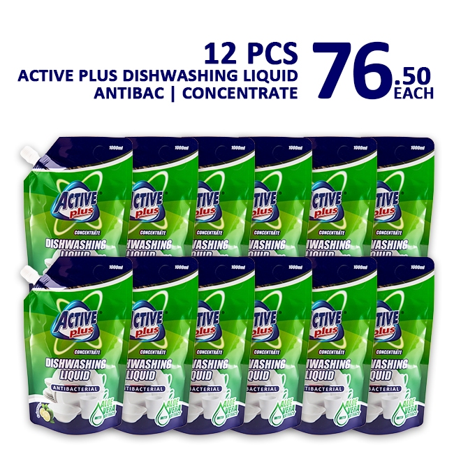12PCS Active Plus Dishwashing Liquid Concentrate Antibacterial 1000ml X ...