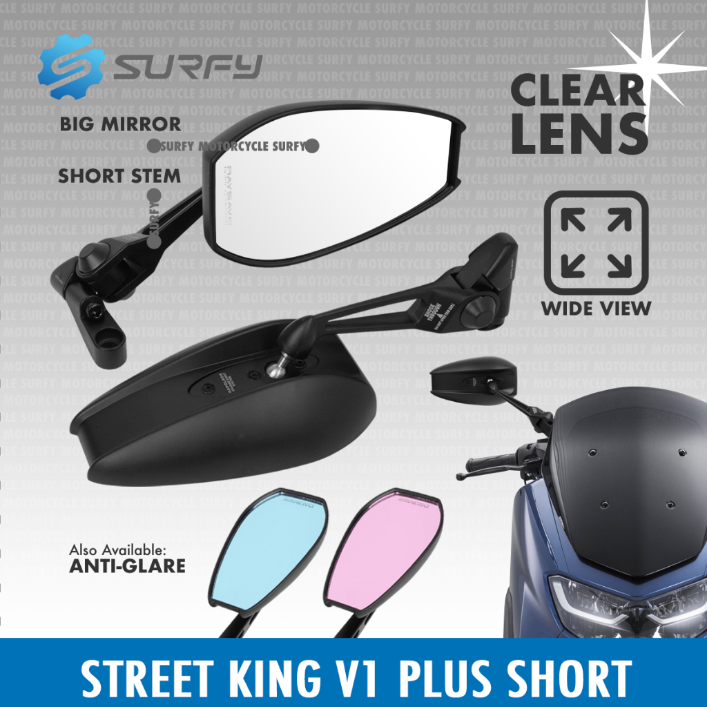 Street King Side Mirror v1 Short Stem Big Mirror 9*15cm CNC Metal Fully ...