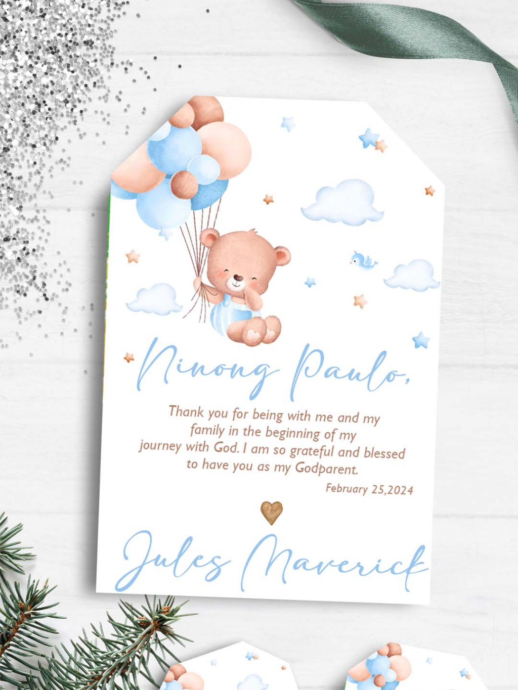 Souvenir tags with Godparent's name with String | Shopee Philippines
