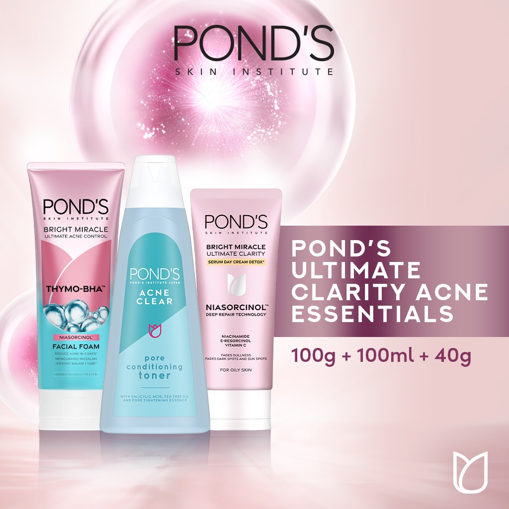 POND'S Ultimate Clarity Acne Essentials (Facial Foam 100g, Toner 100ml ...