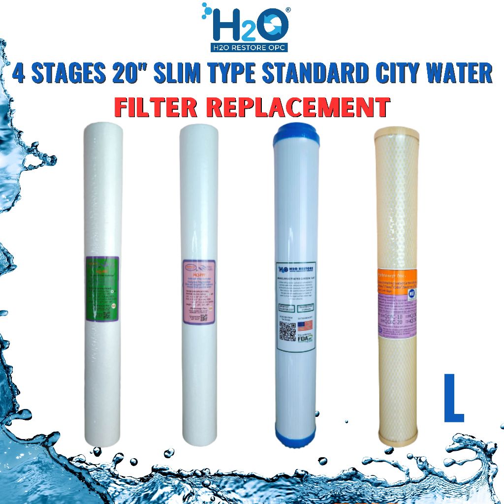 Water Filtration System 4 Stages 20" Slim Type City Water Standard ...