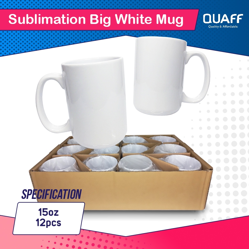 QUAFF Big Coated White Mug 15oz (12pcs) | Shopee Philippines