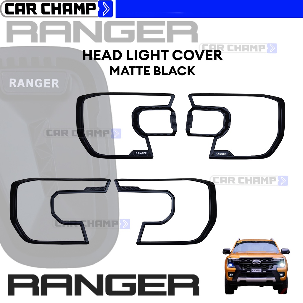 Ford Next-Gen Ranger 2023 to 2024 Headlight Cover Matte Black V1 ( Car ...
