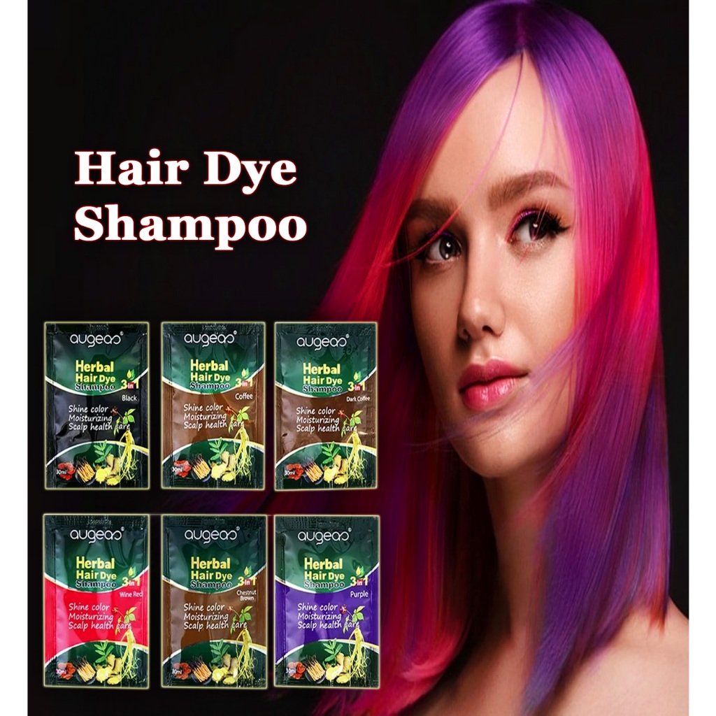 (AUGEAS) 6Colors Herbal Eatract Hair Dye Shampoo Natural Fast Hair Dye ...