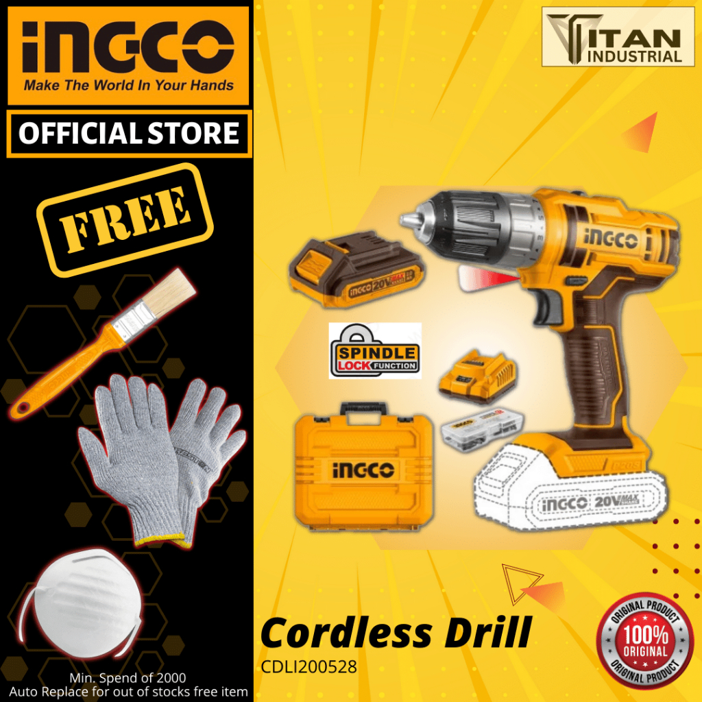 INGCO Cordless drill 20V CDLI200528 • Tm ss | Shopee Philippines