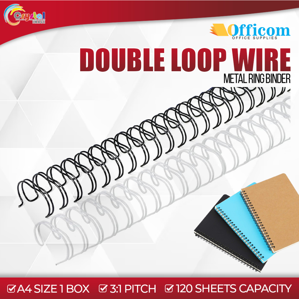 100pcs Double Loop Wire Black | White Binder A4 Size 34 Holes 14.3mm ...