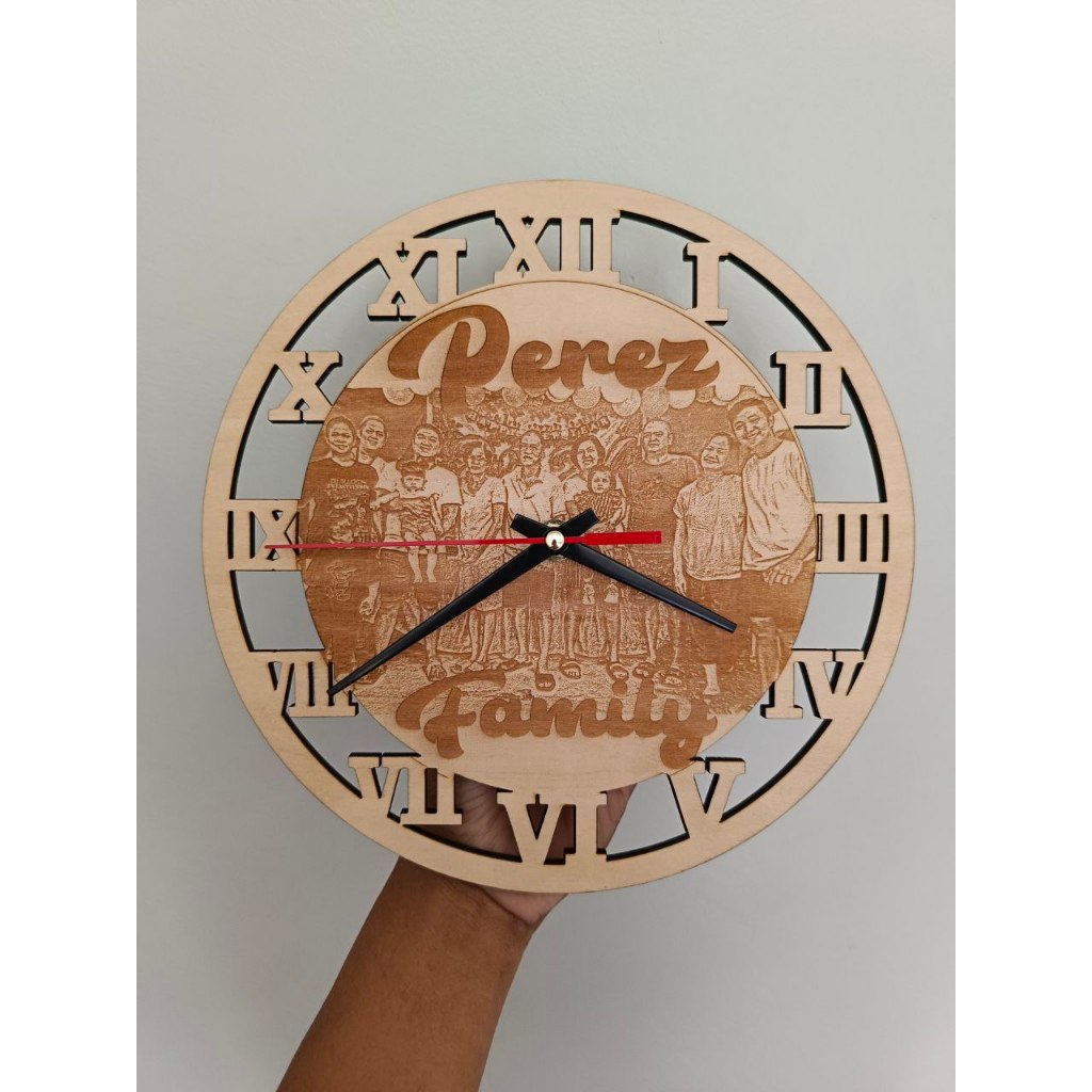 Laser Engraved Personalized Wooden Clock 9" 5mm | Shopee Philippines